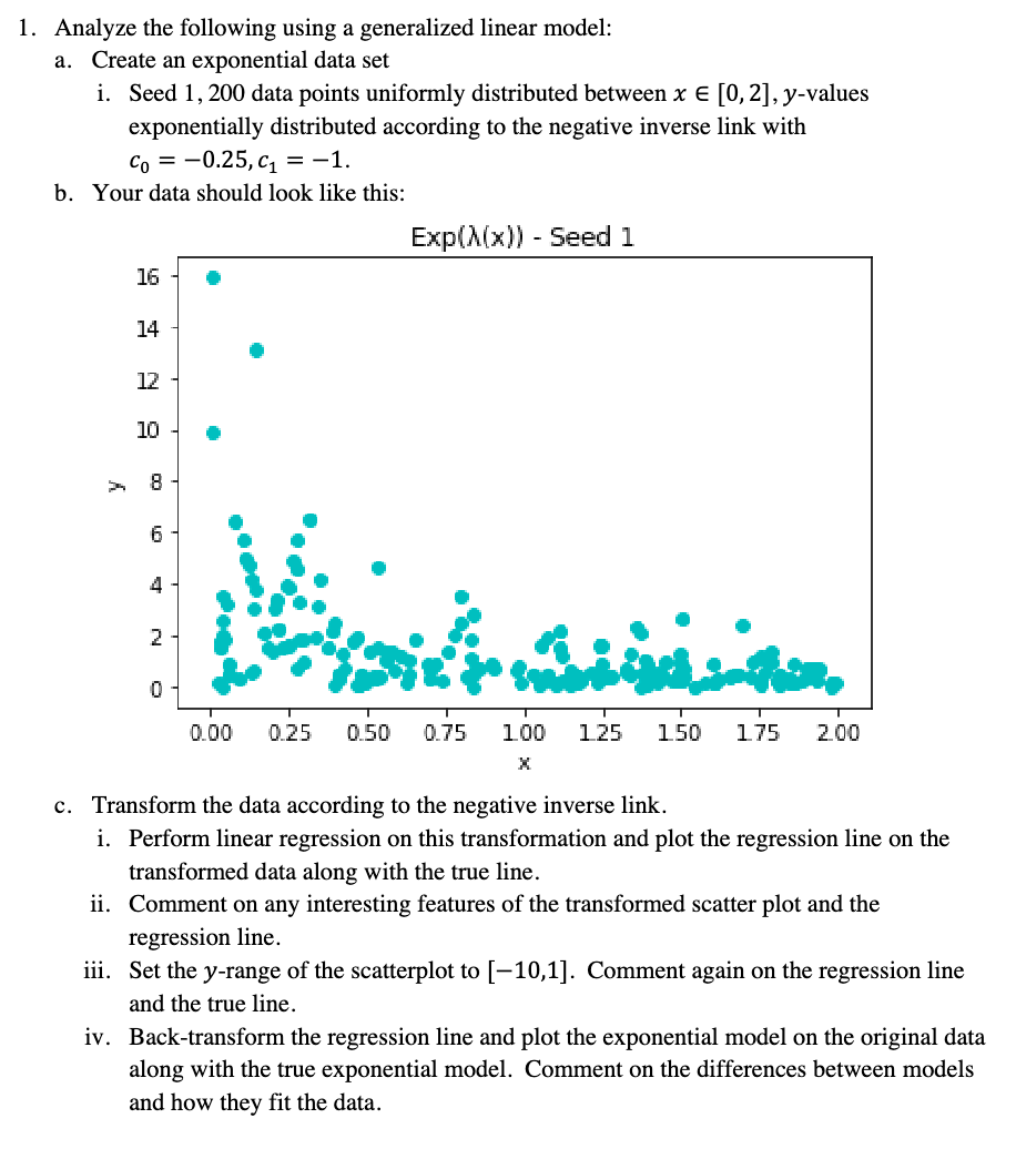 Solved 1. Analyze the following using a generalized linear | Chegg.com