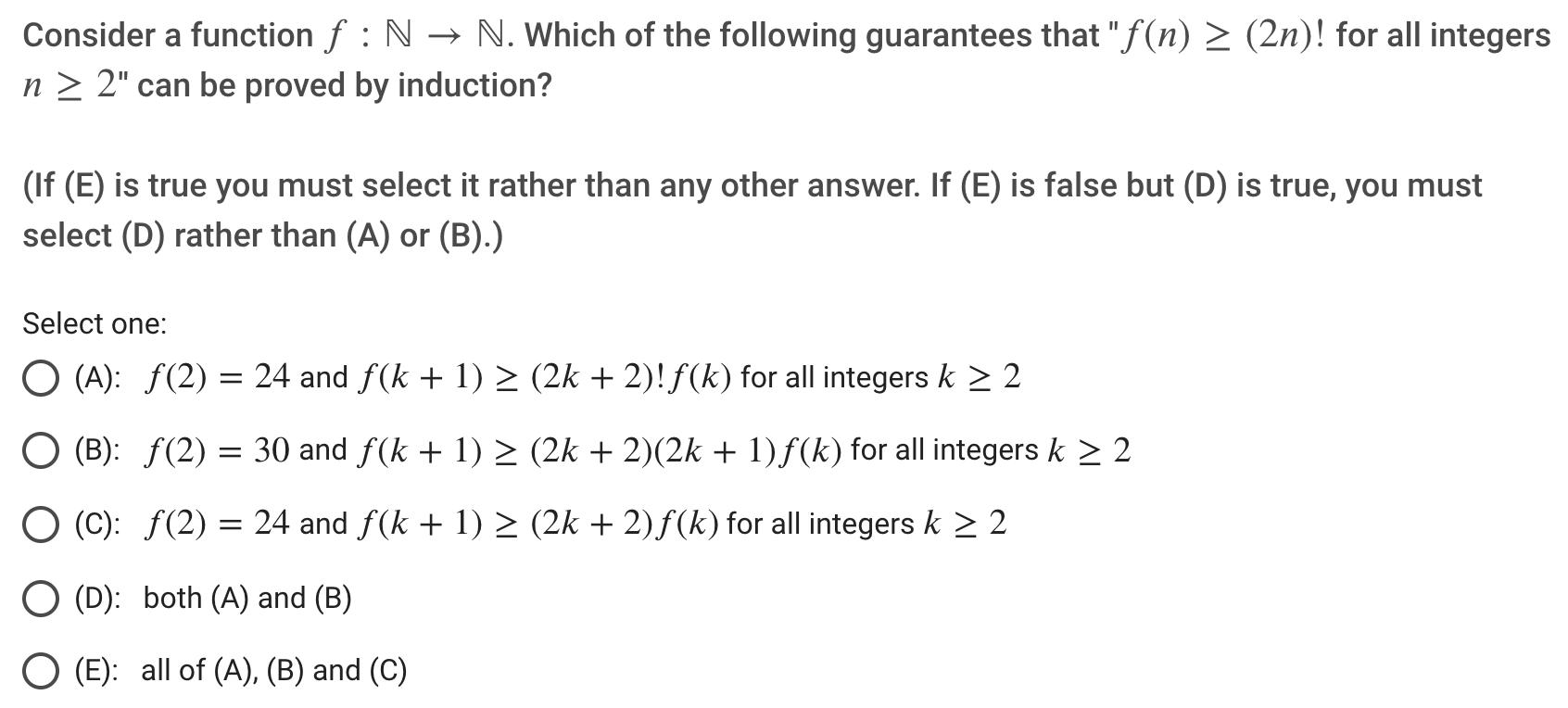 Solved Consider a function f:N → N. Which of the following | Chegg.com