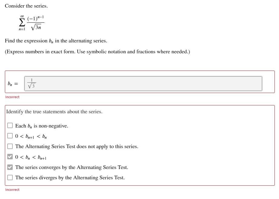 Solved Consider the series. (-1)-1 N=1 V3n Find the | Chegg.com