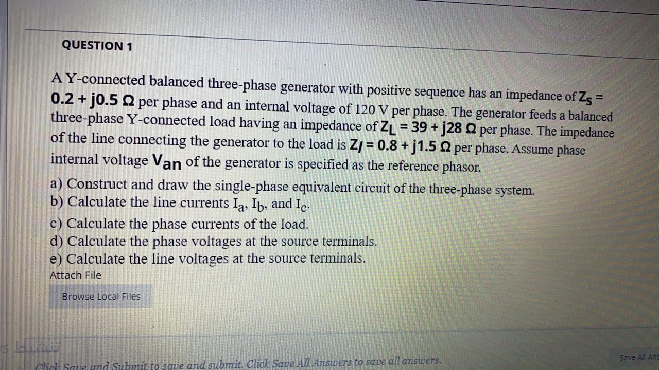 Solved QUESTION 1 A Y-connected balanced three-phase | Chegg.com