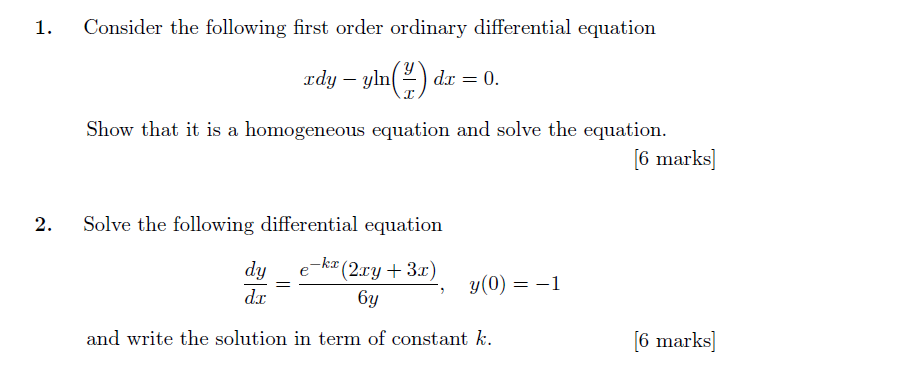 Solved 1 Consider The Following First Order Ordinary