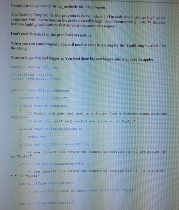 Solved Create The Starting Template for this program is | Chegg.com