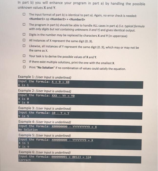 In part b) you will enhance your program in part a) | Chegg.com