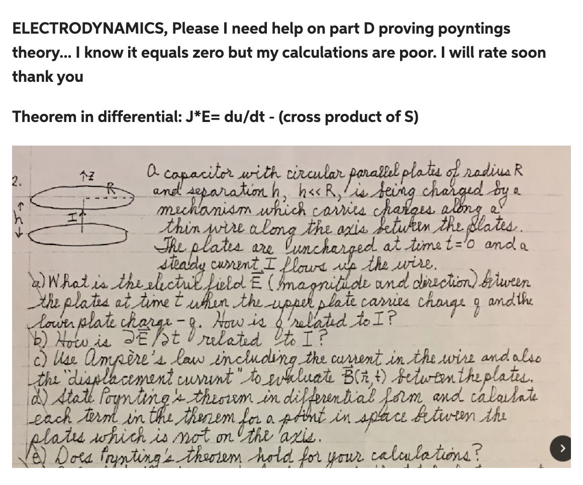 Solved ELECTRODYNAMICS, Please I need help on part D proving | Chegg.com Solved ELECTRODYNAMICS, Please I need help on part D proving | Chegg.com
