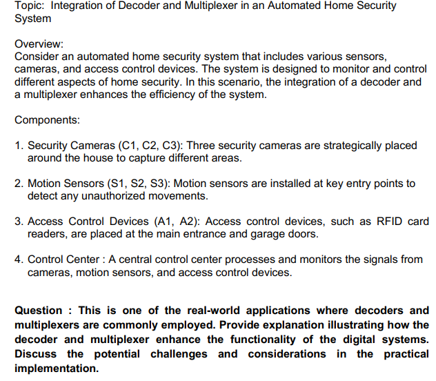 Solved Topic: Integration of Decoder and Multiplexer in an | Chegg.com