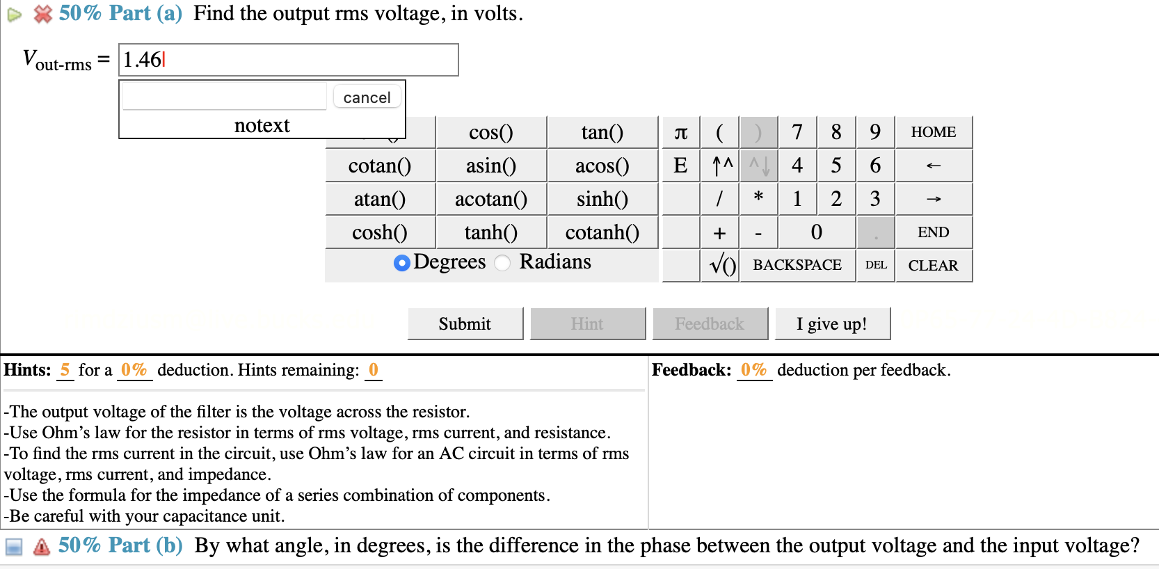(8\%) Problem 1: An RC high-pass filter is shown in | Chegg.com
