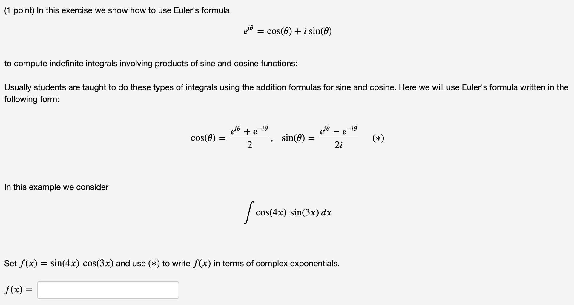 Solved (1 point) In this exercise we show how to use Euler's | Chegg.com