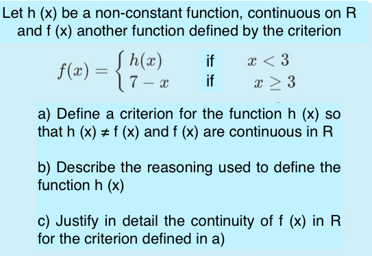 Solved Let h (x) be a non-constant function, continuous on R | Chegg.com
