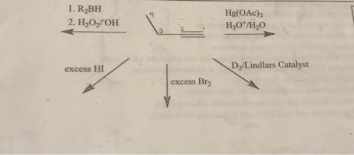 Solved 1. R2BH 2. H2O2/OH Hg(OAc)2 H30+/H20 3 2 excess HI | Chegg.com