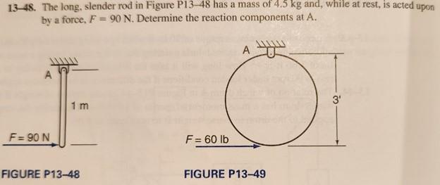 Solved 13-48. The long, slender rod in Figure P13-48 has a | Chegg.com