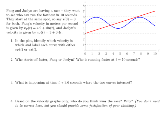 Solved 6 5 3 Pang and Jaelyn are having a race - they want 7 | Chegg.com