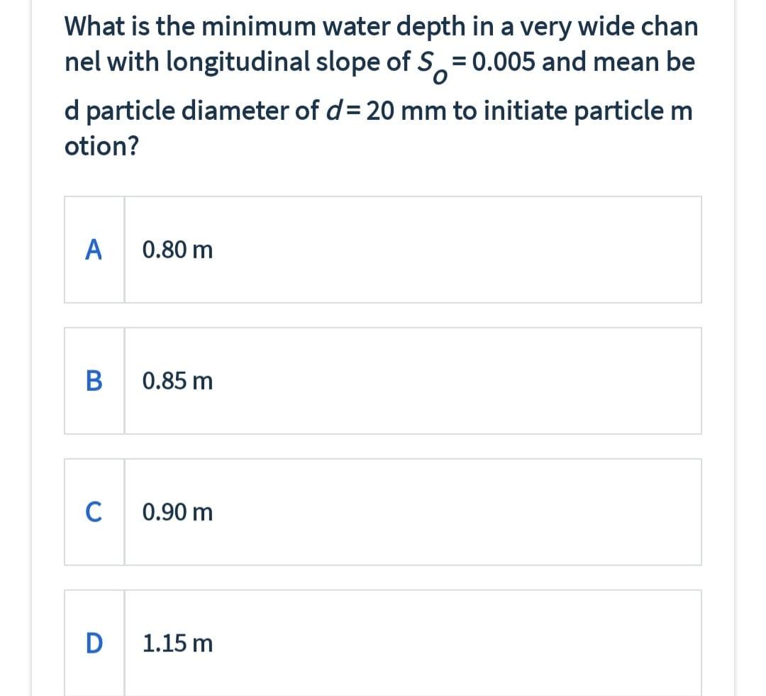 Solved What is the minimum water depth in a very wide chan | Chegg.com