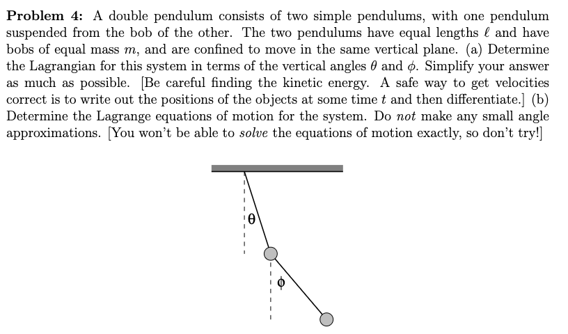 Solved Problem 4: A double pendulum consists of two simple | Chegg.com