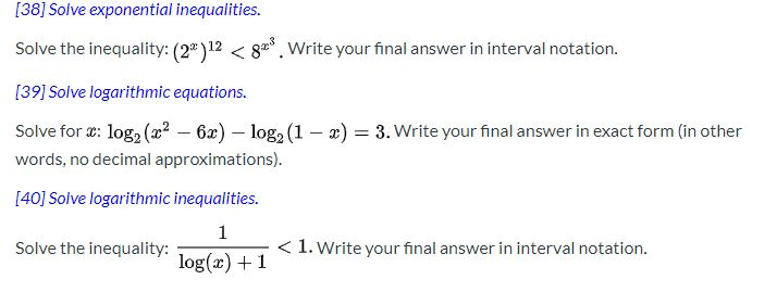 Solved [38] Solve exponential inequalities. Solve the | Chegg.com
