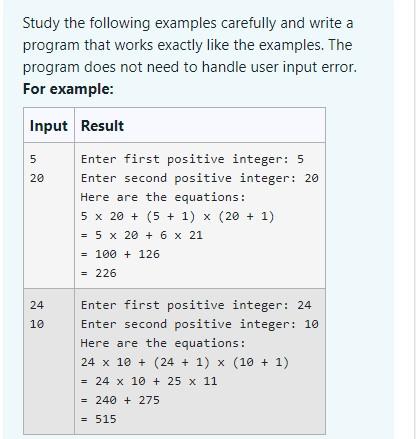 Solved Study the following examples carefully and write a | Chegg.com