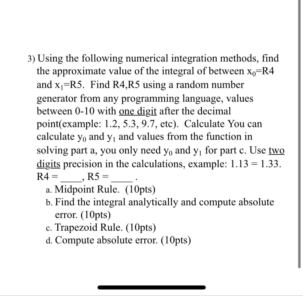 3) Using the following numerical integration methods, | Chegg.com
