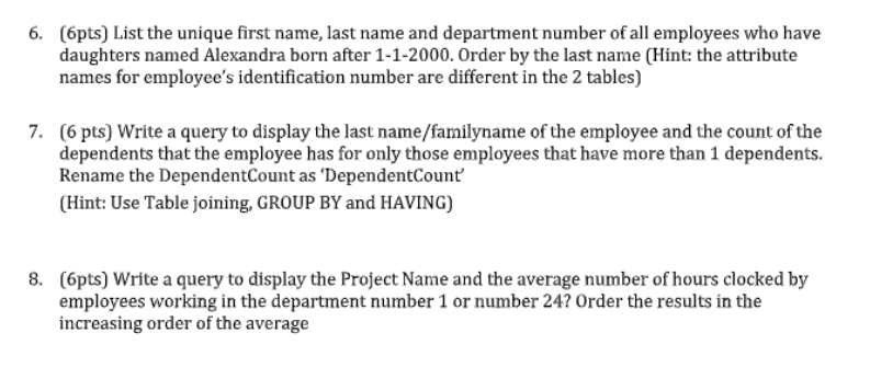 Solved Employee (empNo firstName, lastName, address, DOB, | Chegg.com