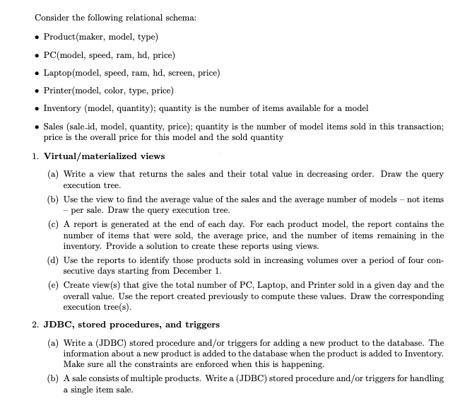Solved Consider the following relational schema: - | Chegg.com