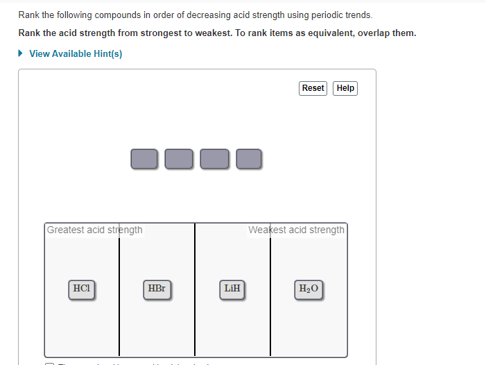 Solved Rank The Following Compounds In Order Of Decreasing