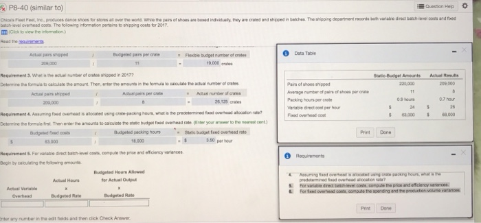 5. For variable direct batch-level | Chegg.com