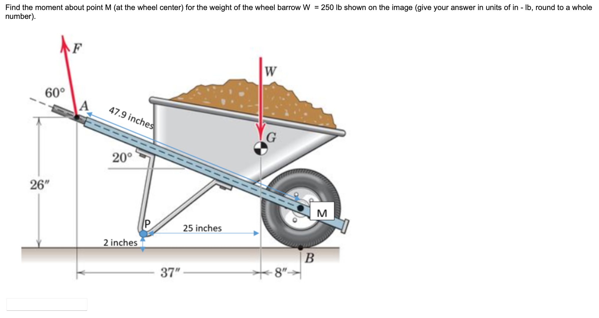 Solved Find the moment about point M (at the wheel center) | Chegg.com