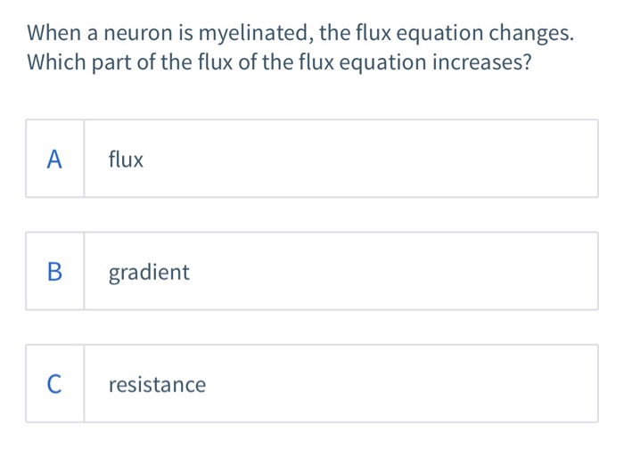 Solved When a neuron is myelinated, the flux equation | Chegg.com