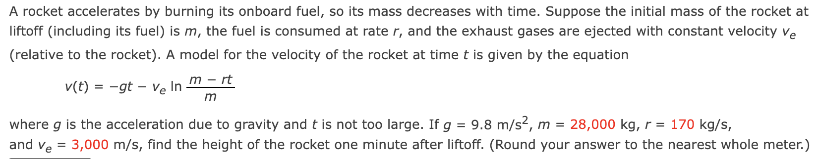 Solved A rocket accelerates by burning its onboard fuel, so | Chegg.com