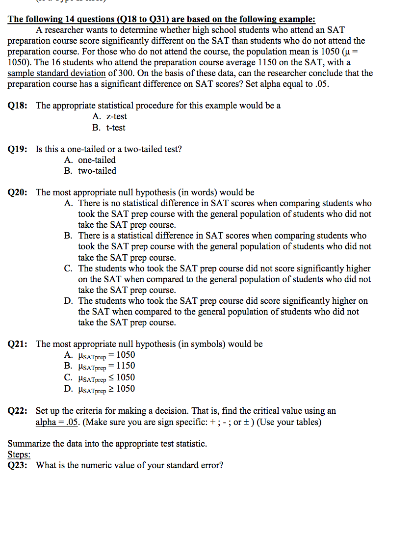 Solved The following 14 questions (Q18 to 031) are based on | Chegg.com
