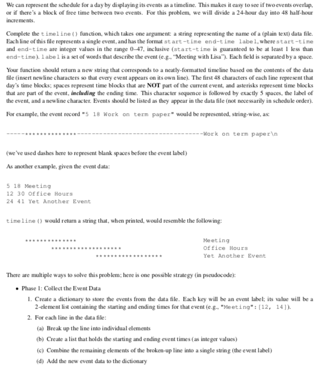 We can represent the schedule for a day by displaying | Chegg.com
