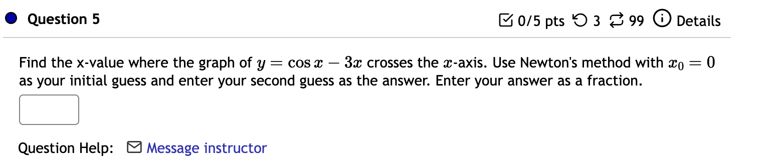 Solved Question 5\\n(0)/(5) pts\\n3\\n99\\nDetails\\nFind | Chegg.com