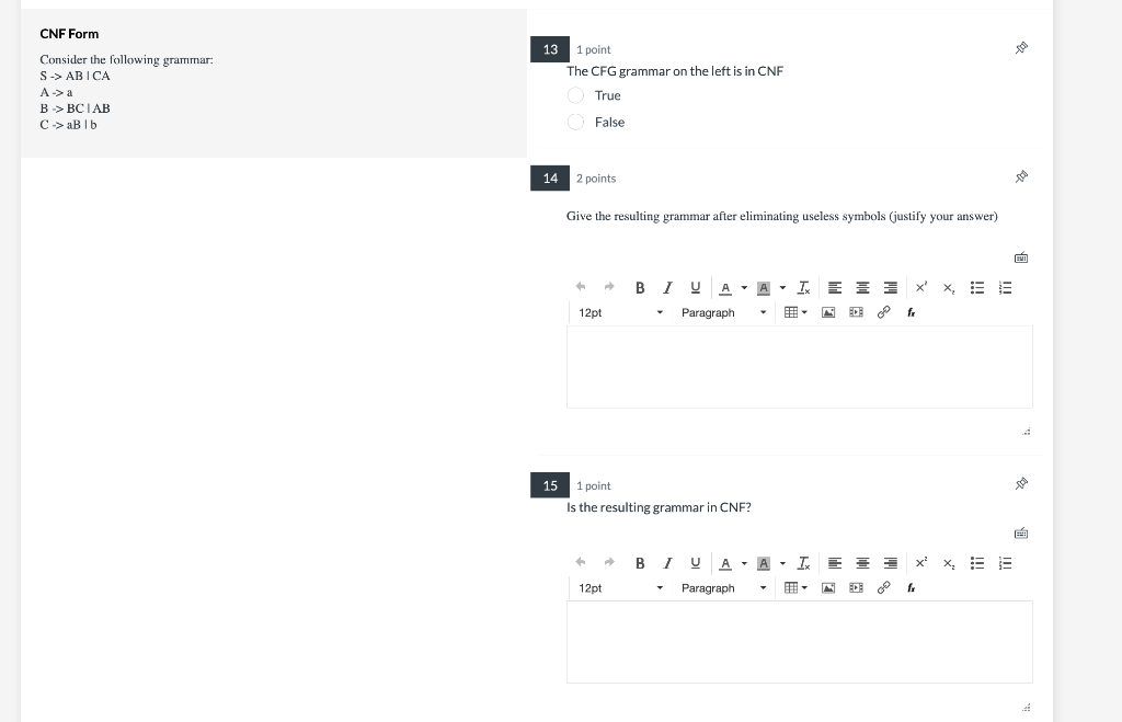 Solved CNF Form Consider the following grammar: 131 point | Chegg.com
