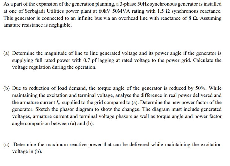 Solved As a part of the expansion of the generation | Chegg.com