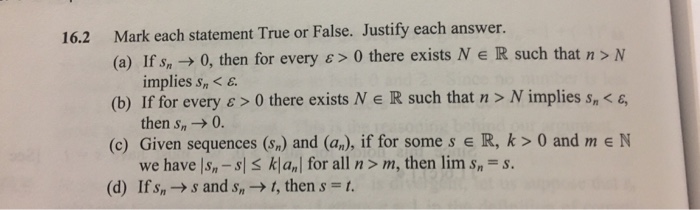 Solved Mark each statement True or False. Justify each | Chegg.com