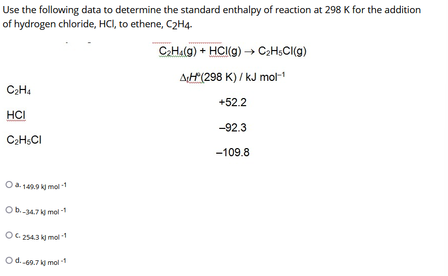 Solved Use the following data to determine the standard | Chegg.com