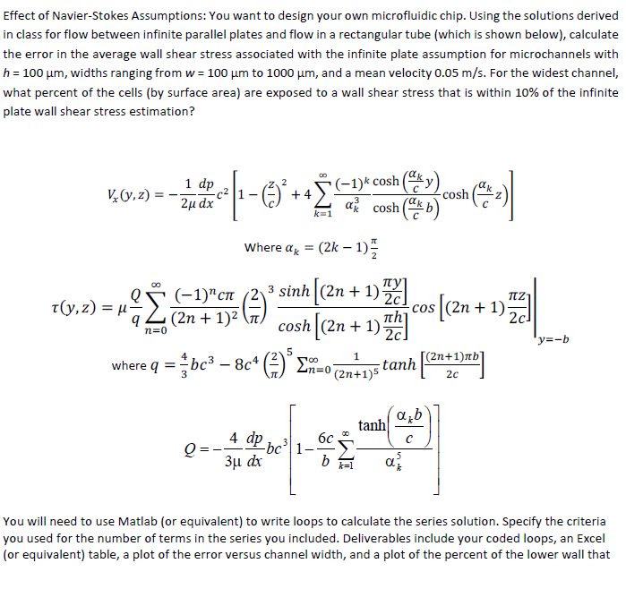 Effect of Navier-Stokes Assumptions: You want to | Chegg.com