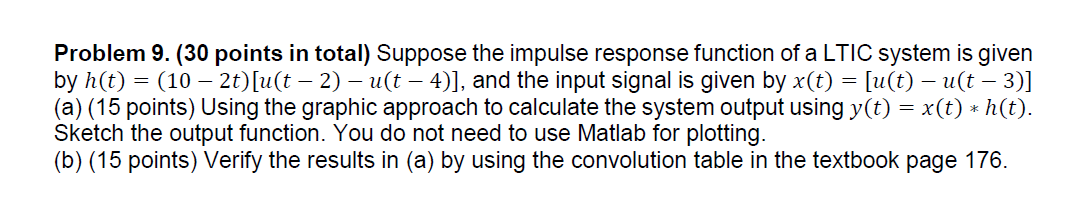 Solved Problem 9. (30 points in total) Suppose the impulse | Chegg.com