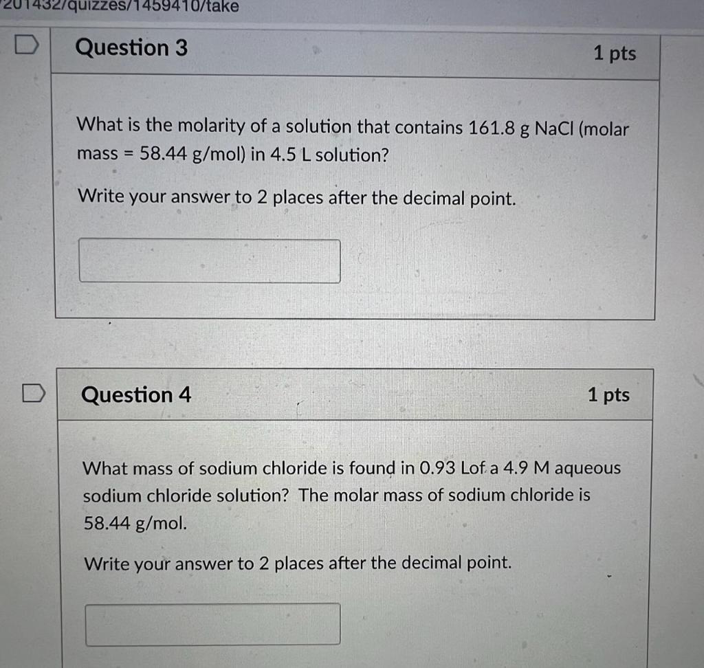 Solved What is the molarity of a solution that contains | Chegg.com