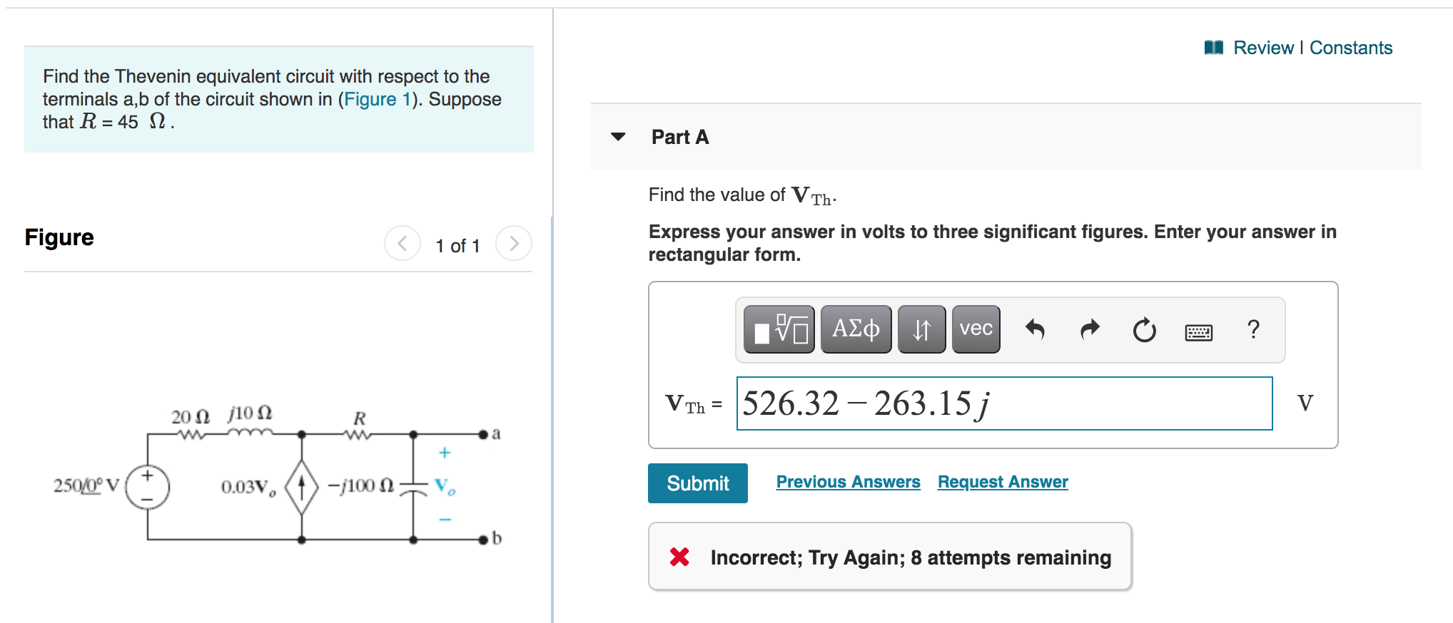 Solved 11 Review Constants Find the Thevenin equivalent | Chegg.com