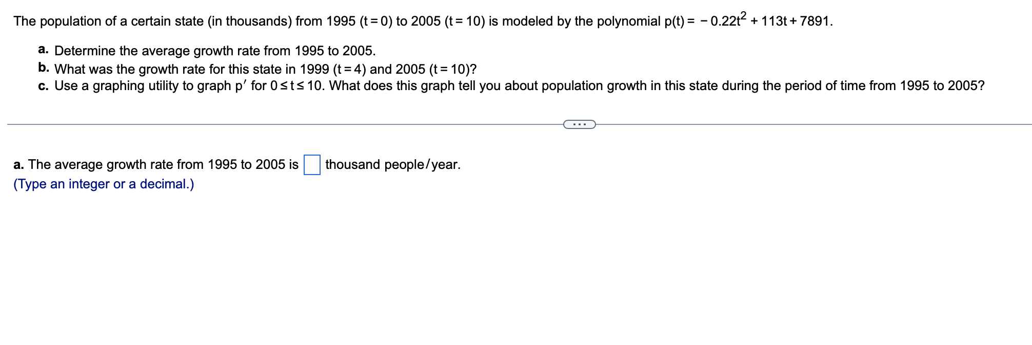 Solved The population of a certain state (in thousands) from | Chegg.com