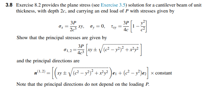 Solved 8 Exercise 8.2 provides the plane stress (see | Chegg.com