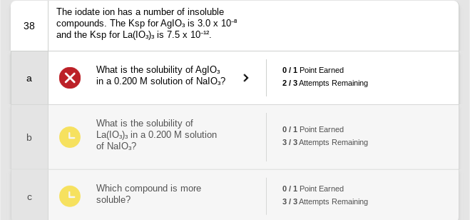 Solved The iodate ion has a number of insoluble compounds. | Chegg.com