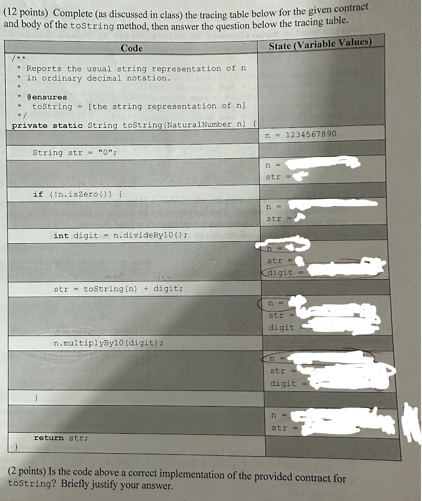 Solved Please trace this question the code is 100% correct, | Chegg.com