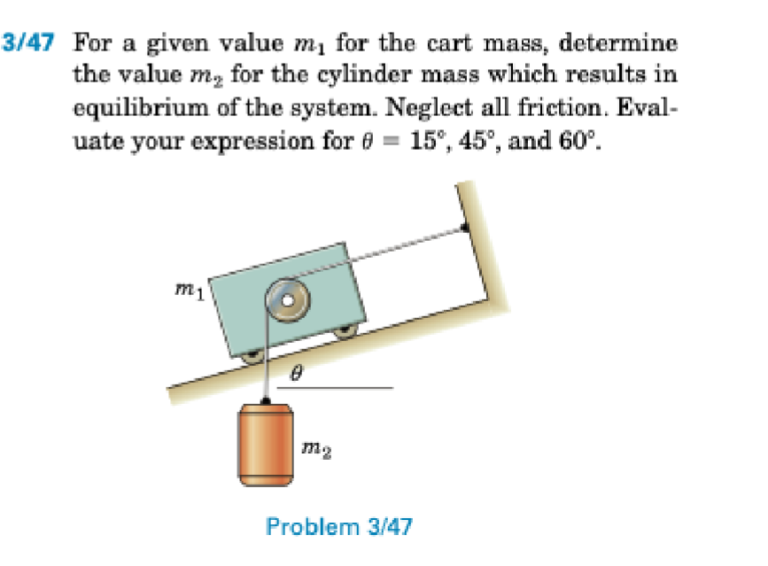 Solved 47 For a given value m1 for the cart mass, determine | Chegg.com