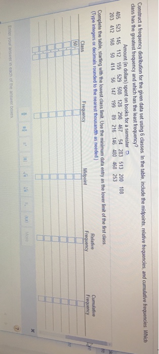 Solved Construct a frequency distribution for the given data | Chegg.com