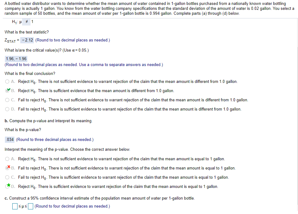 Solved A bottled water distributor wants to determine | Chegg.com