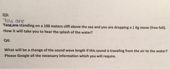 Solved You are standing on a 100 meters cliff above the sea | Chegg.com