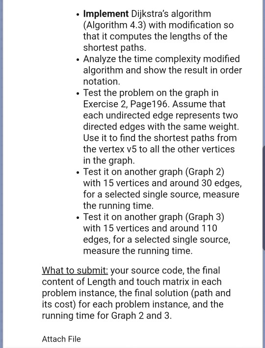 Implement Dijkstra's algorithm (Algorithm 4.3) with | Chegg.com