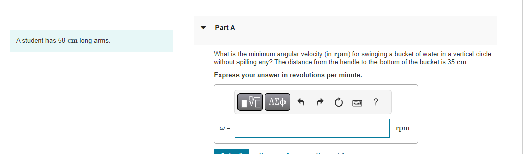 Solved What is the minimum angular velocity (in rpm) for | Chegg.com