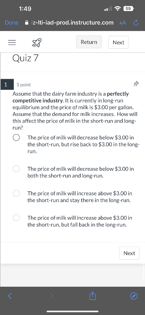 Solved Assume that the dairy farm industry is a perfectly | Chegg.com