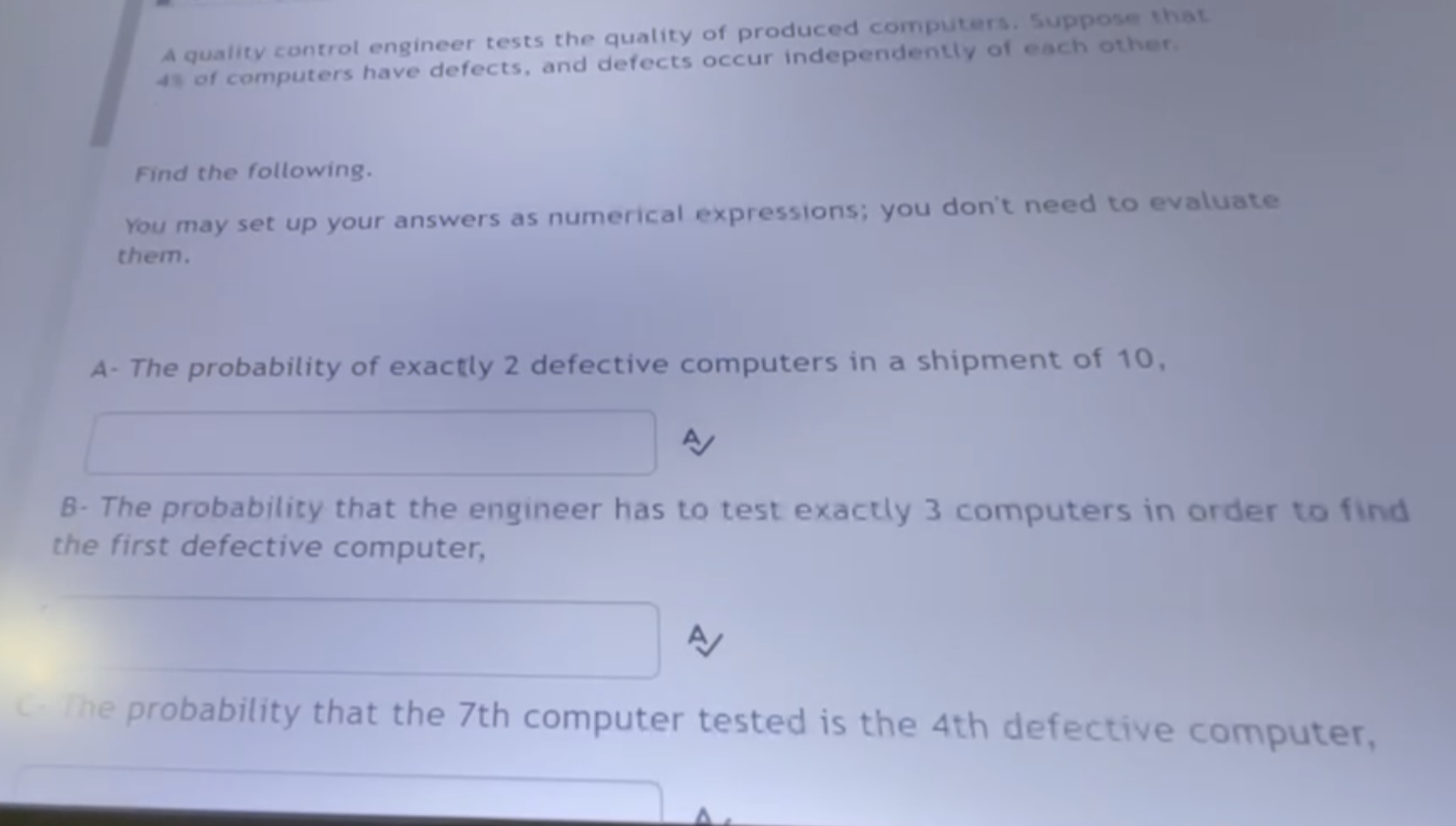 Solved A quality control engineer tests the quality of | Chegg.com